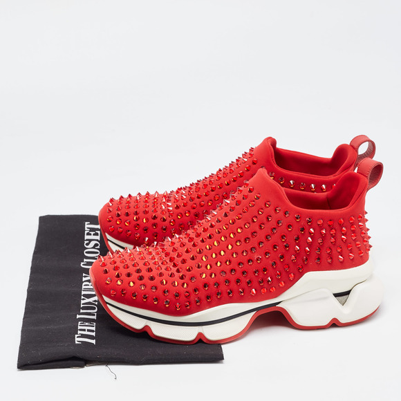 Christian Louboutin | Shoes | Christian Louboutin Red Neoprene Spike ...